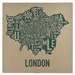 London Boroughs Map Poster or Print, Original Artist of Type City ...