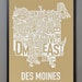 Des Moines Typographic Neighborhood Map Des Moines Iowa | Etsy