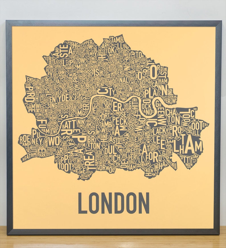 London Neighbourhoods Map Poster or Print, Original Artist of Type City ...