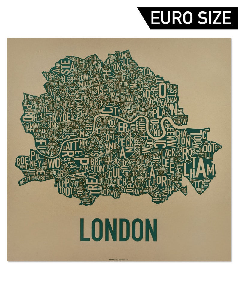 London Neighbourhoods Map Poster or Print, Original Artist of Type City ...