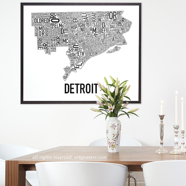 Map of Detroit Art - Etsy