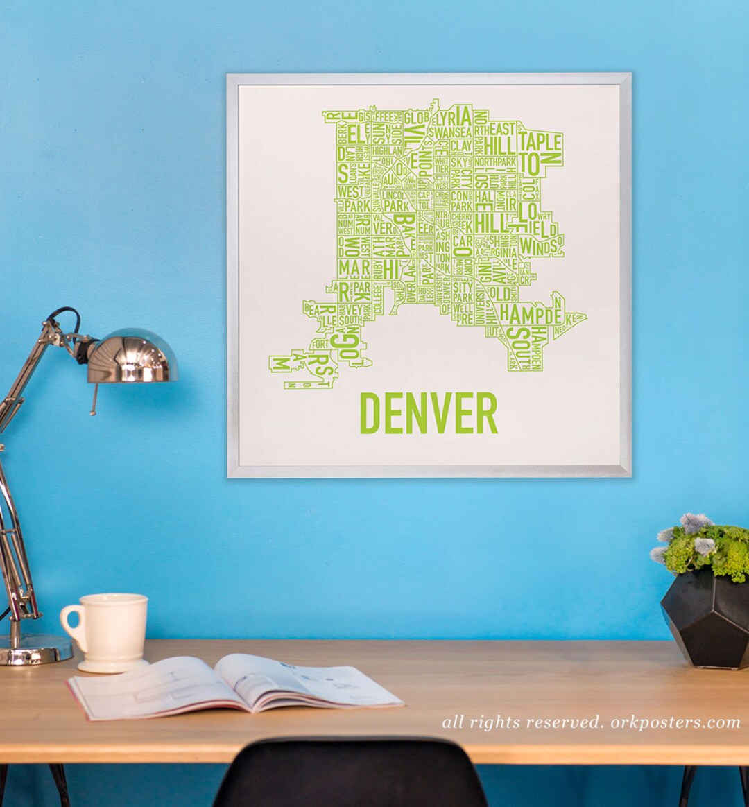 Denver Neighborhood Map Poster or Print / Denver Typographic ...