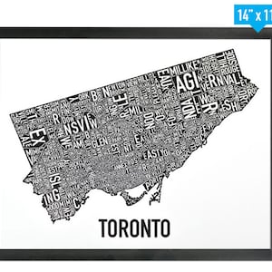 Toronto Neighbourhood Map Poster or Print, Original Artist of Type City ...