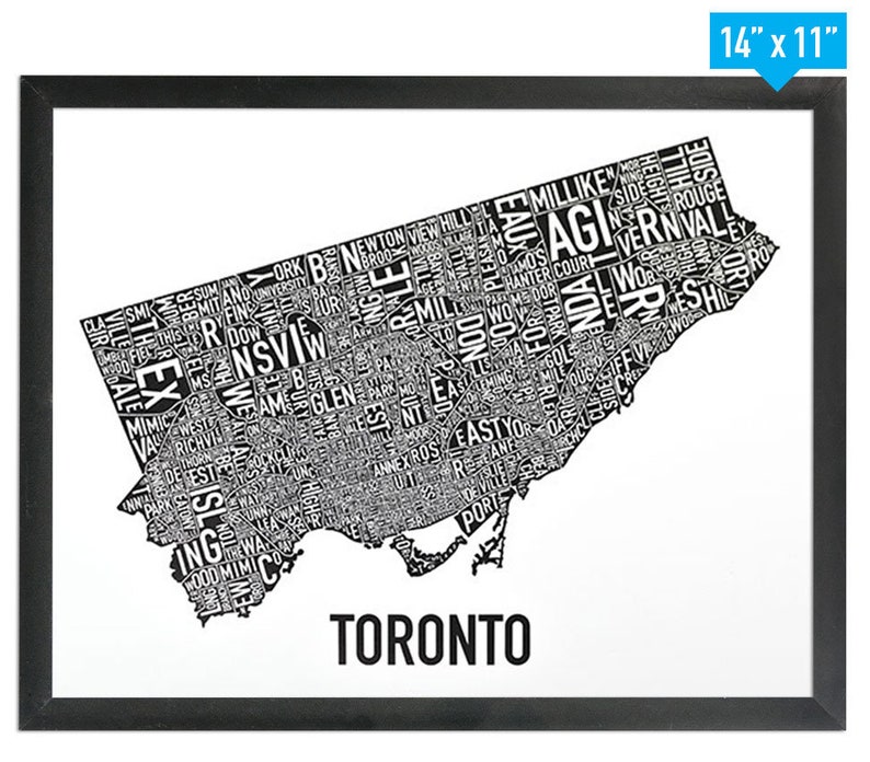 Toronto Neighbourhood Map Poster or Print, Original Artist of Type City ...