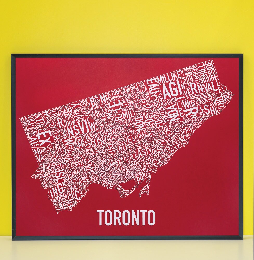 Toronto Neighbourhood Map Poster or Print, Original Artist of Type City ...