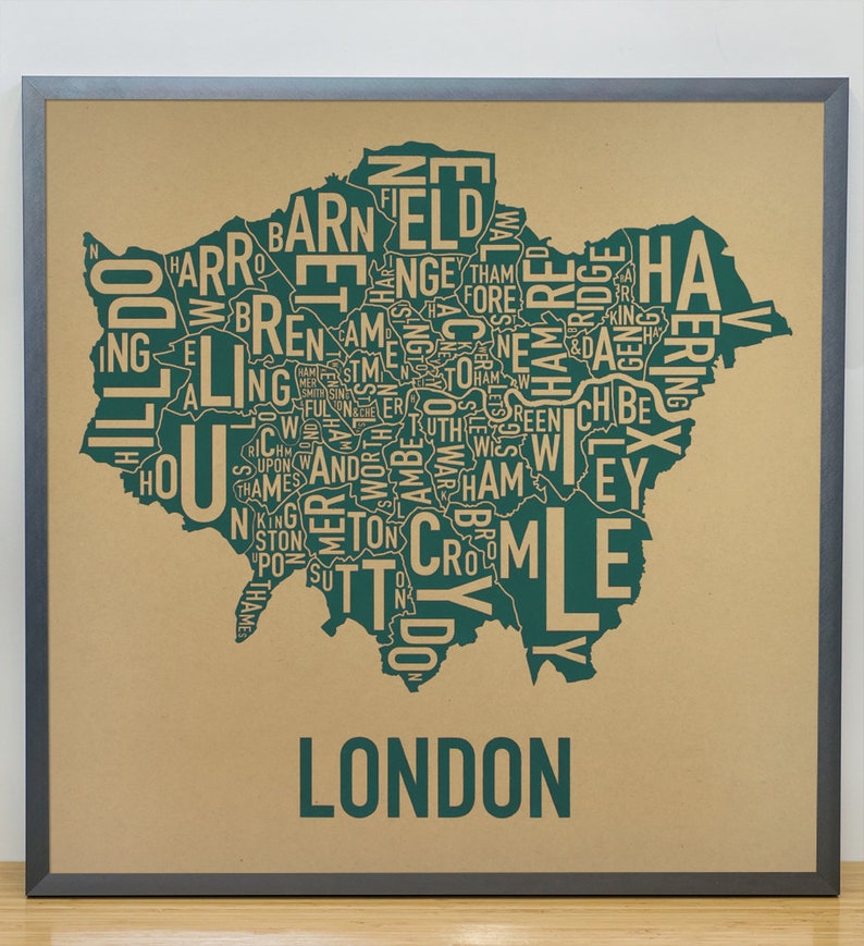 London Boroughs Map Poster or Print Original Artist of Type - Etsy