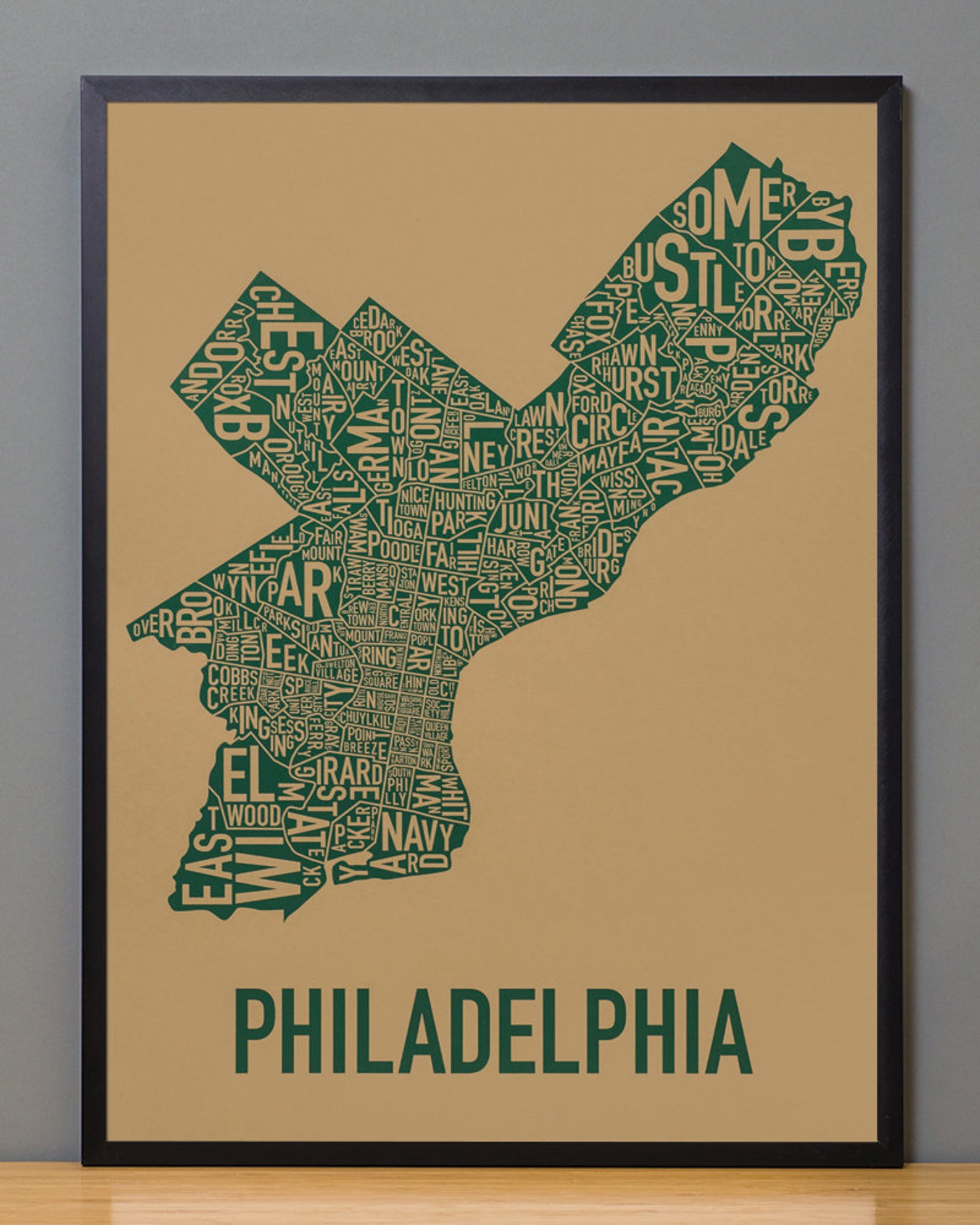 Philadelphia Neighborhood Map Poster or Print, Original Artist of Type ...