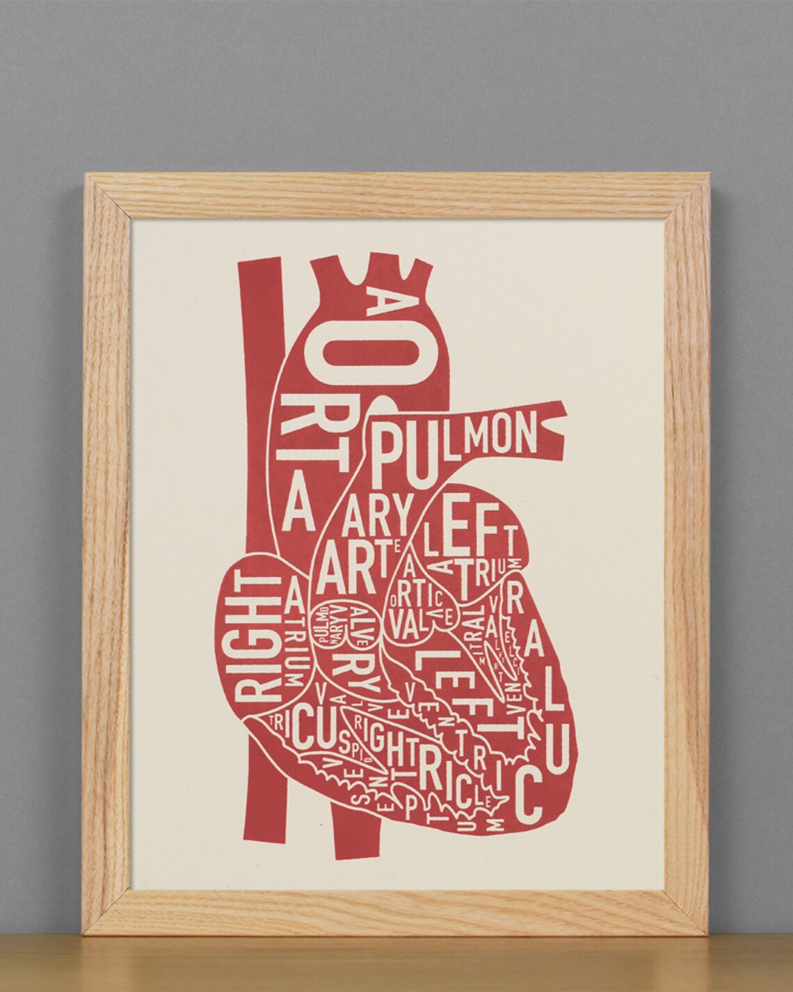 Heart Typography Anatomy Art Poster or Screen Print Original - Etsy