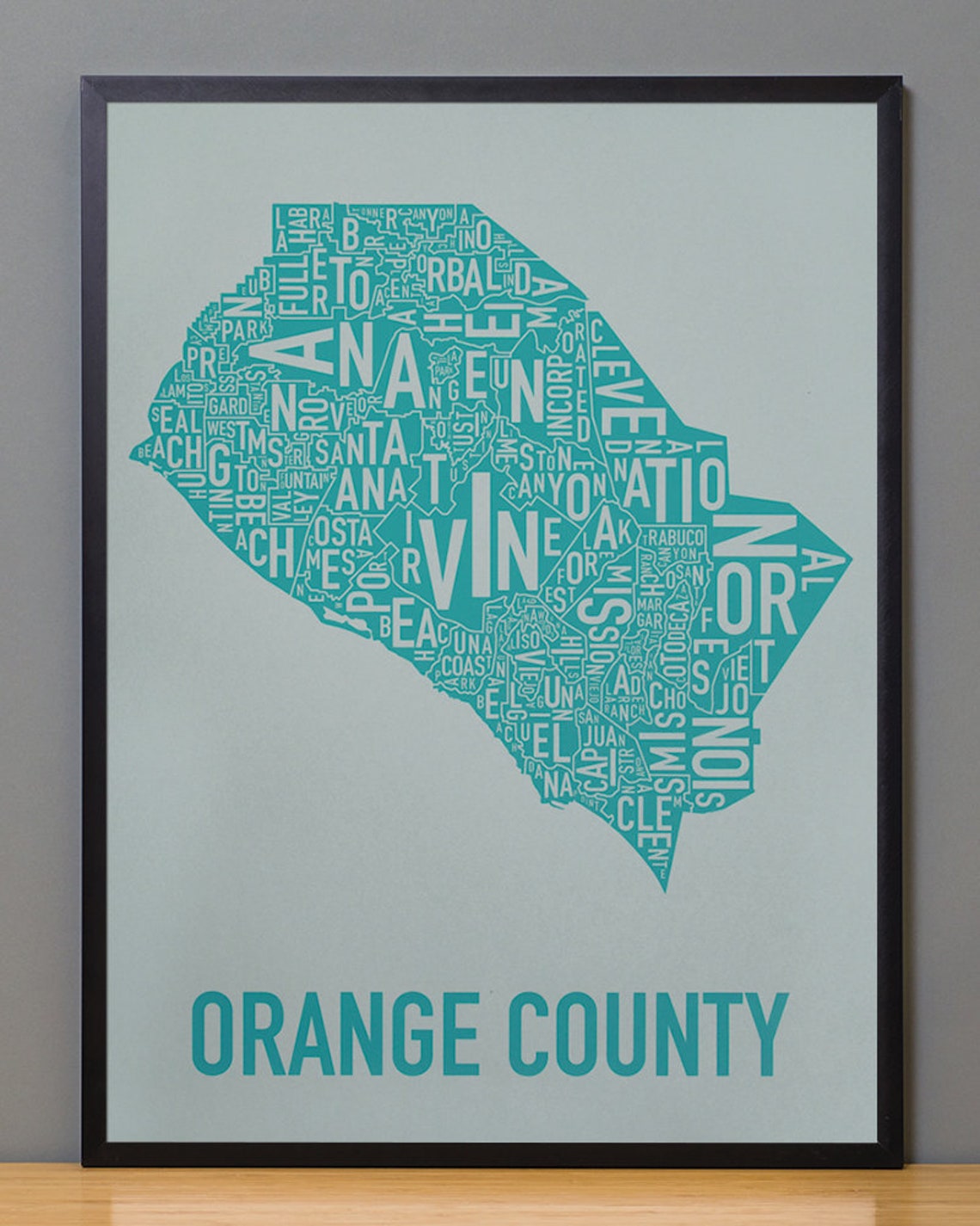 Orange County Map Print / Orange County Typographic Art / Orange County ...
