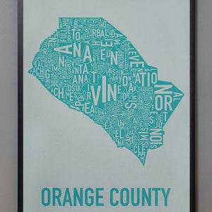 Orange County Map Print / Orange County Typographic Art / Orange County ...