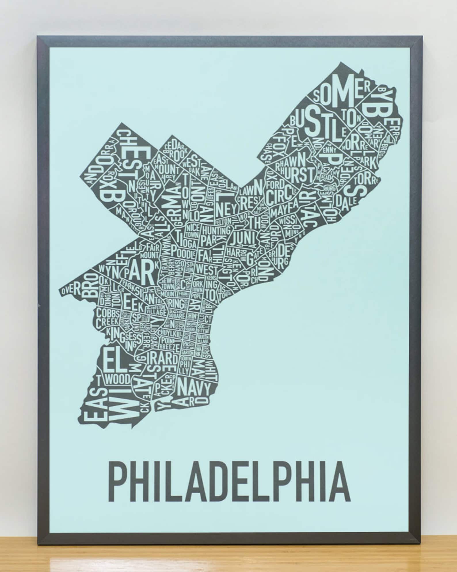 Philadelphia Neighborhood Map Poster or Print, Original Artist of Type ...