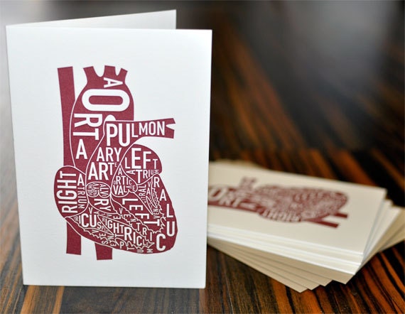 Love the Heart Letterpress Card Pack of 4 by Ork Posters - Etsy