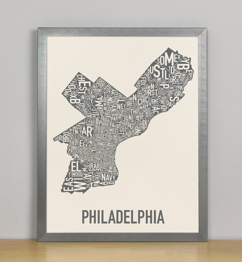 Philadelphia Neighborhood Map Poster or Print, Original Artist of Type ...