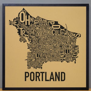 Portland Neighborhood Map Poster or Print / Portland Housewarming Gift ...