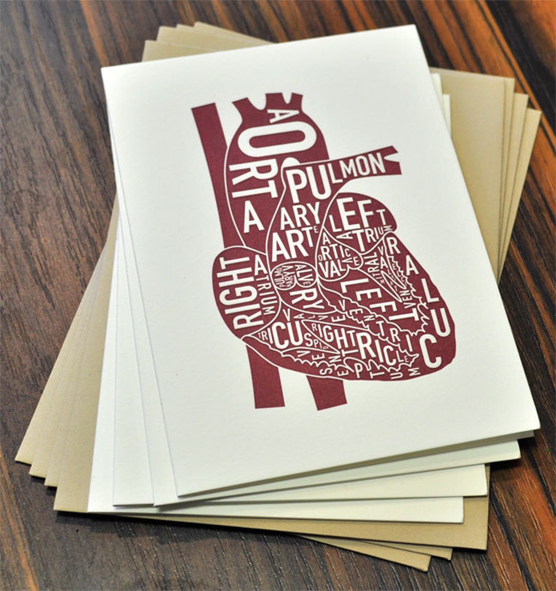 Love the Heart Letterpress Card Pack of 4 by Ork Posters - Etsy