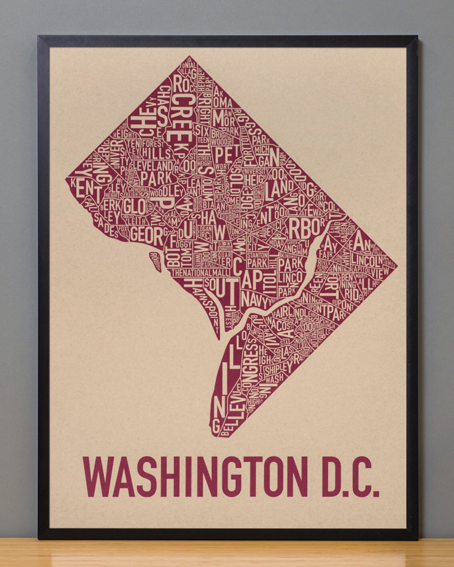 Washington DC Neighborhood Map Poster or Print / Washington DC Type ...