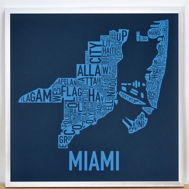 Miami Map Print - Etsy