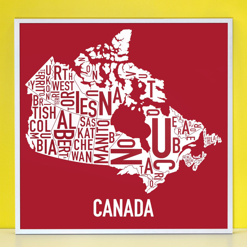 Canada Provinces & Territories Typography Map Print Original - Etsy