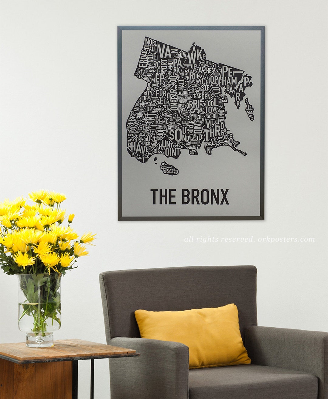 Bronx, New York Neighborhood Map Poster or Print, Original Artist of ...