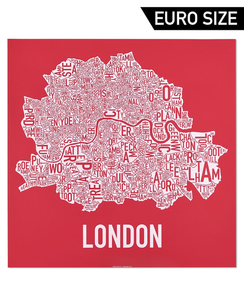 London Neighbourhoods Map Poster or Print, Original Artist of Type City ...
