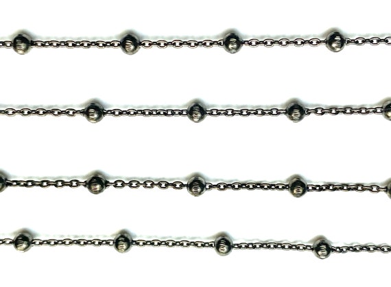 3MM Satellite Ball Chain 925 Sterling Silver Black Rhodium | Etsy