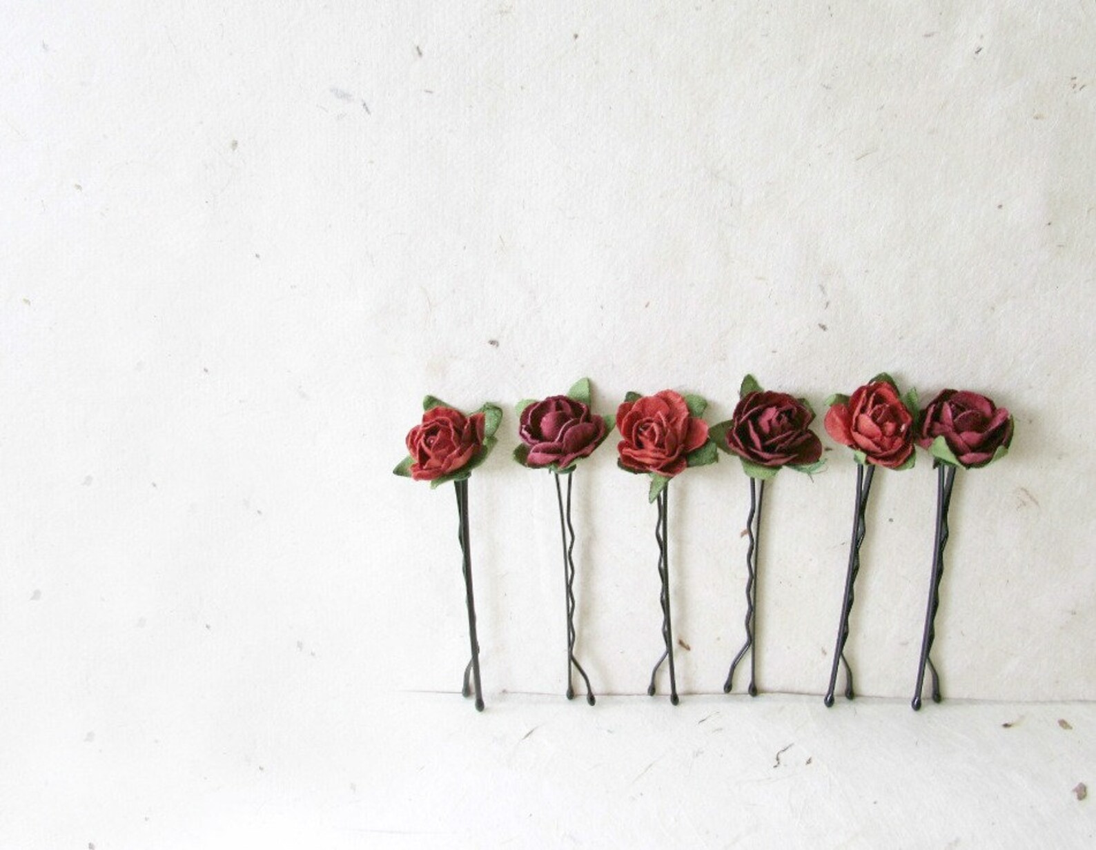 Flower Hair Pins Red Rose Hair Pins Paper Rose Bobby Pins - Etsy