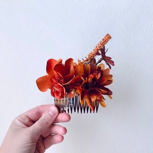 Fall Floral Hair Comb, Autumn Bridal Hair Comb, Wedding Hair, Burnt ...