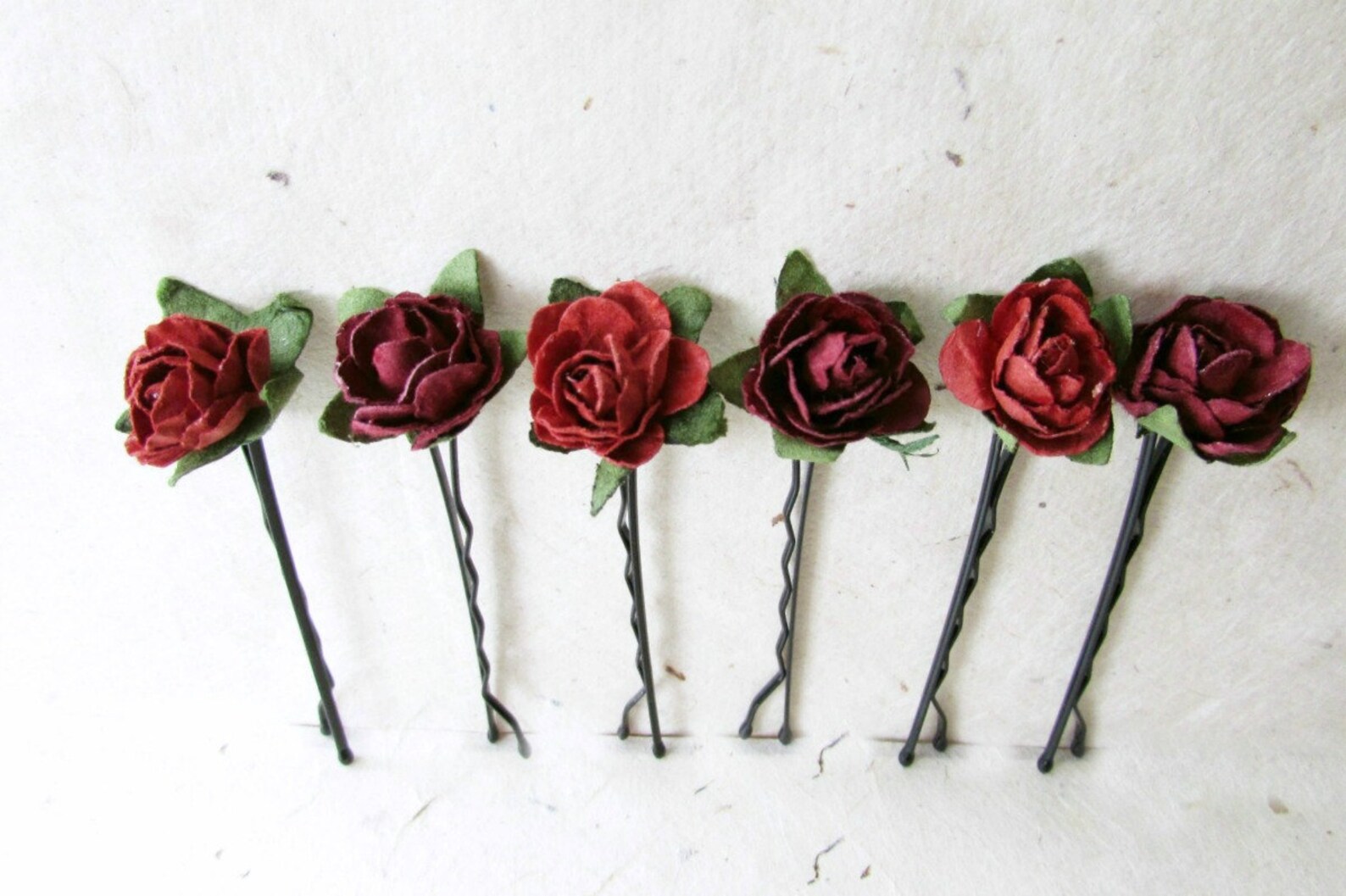 Flower Hair Pins Red Rose Hair Pins Paper Rose Bobby Pins - Etsy