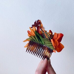 Fall Floral Hair Comb, Autumn Bridal Hair Comb, Wedding Hair, Burnt ...