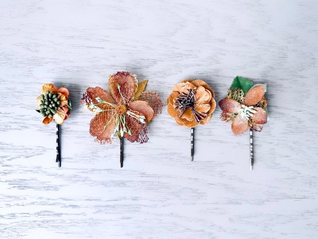 Autumn Bridal Hair Clips, Rustic Wedding Hair Flowers, Woodland Flower ...