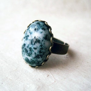 Green Gemstone Ring Tree Agate Ring Natural Stone Ring - Etsy