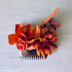 Fall Floral Hair Comb, Autumn Bridal Hair Comb, Wedding Hair, Burnt ...