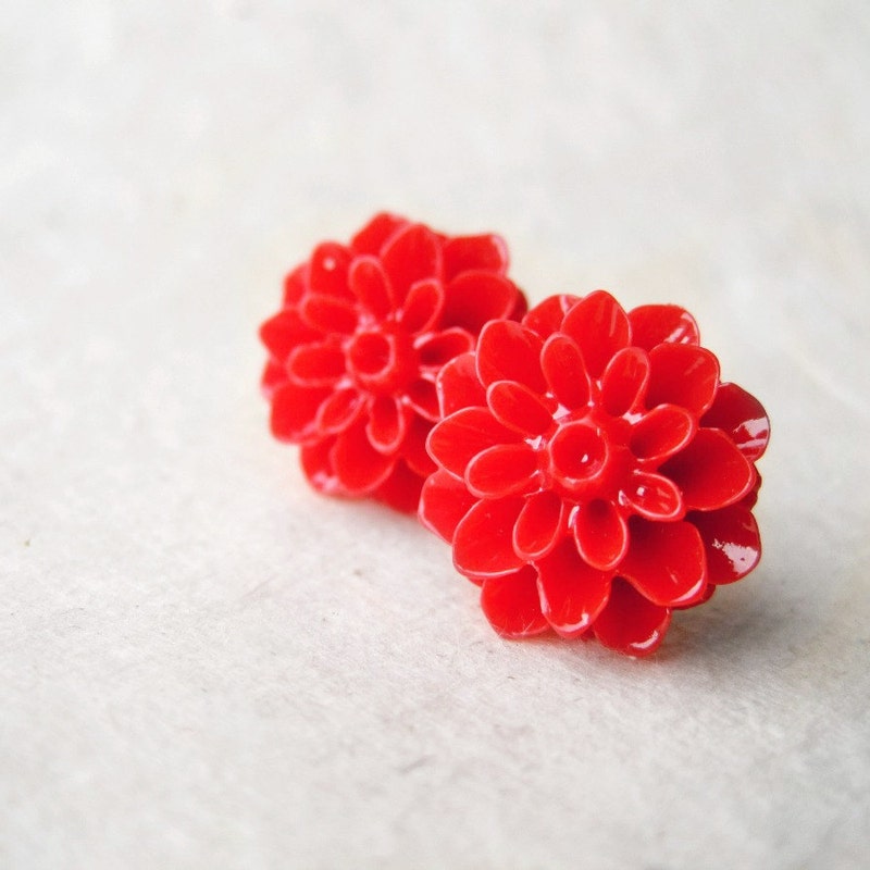 Red Stud Earrings - Etsy