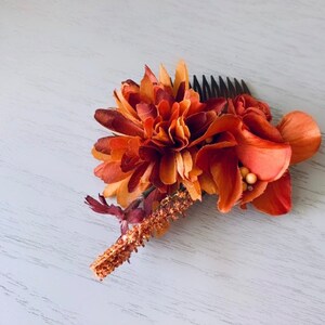 Fall Floral Hair Comb, Autumn Bridal Hair Comb, Wedding Hair, Burnt ...