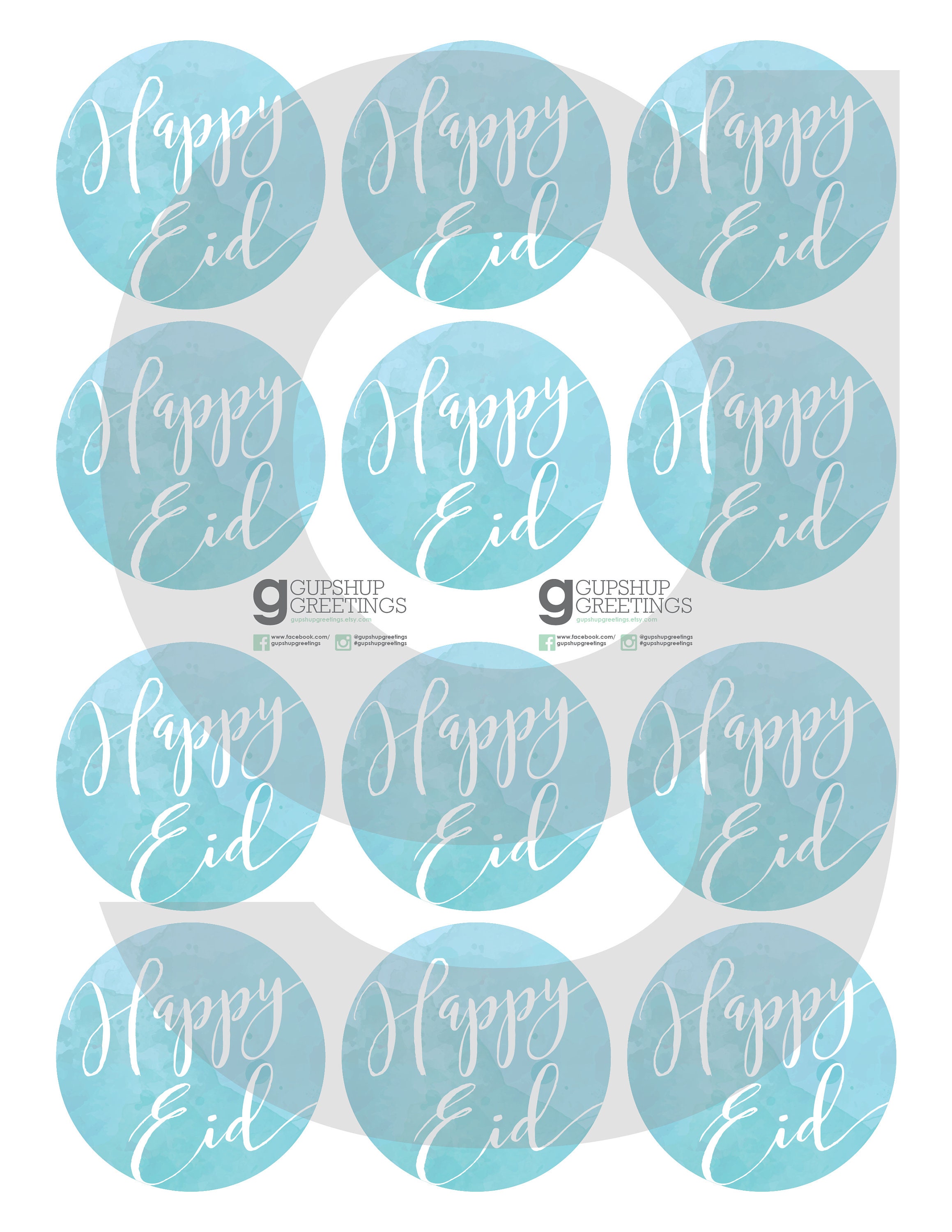 Printable Happy Eid Stickers / Tags / Cupcake Toppers - Etsy