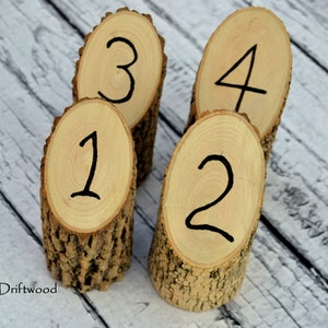 Rustic Wood Wedding Table Numbers - Rustic Wood With Bark - Reception ...