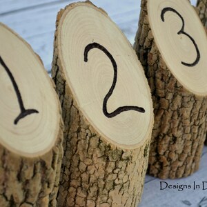 Rustic Wood Wedding Table Numbers - Rustic Wood With Bark - Reception ...