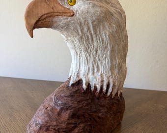 Eagle in Flight Wood Sculpture by Wildlife Artist Lowell Mosley - Hand Carved Eagle Driftwood ...