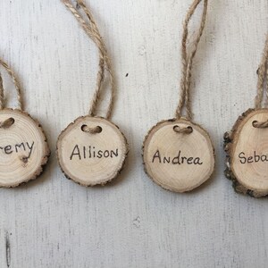 25 Rustic Name Tags With Holes Drilled Rustic Wood Slices Reunions ...