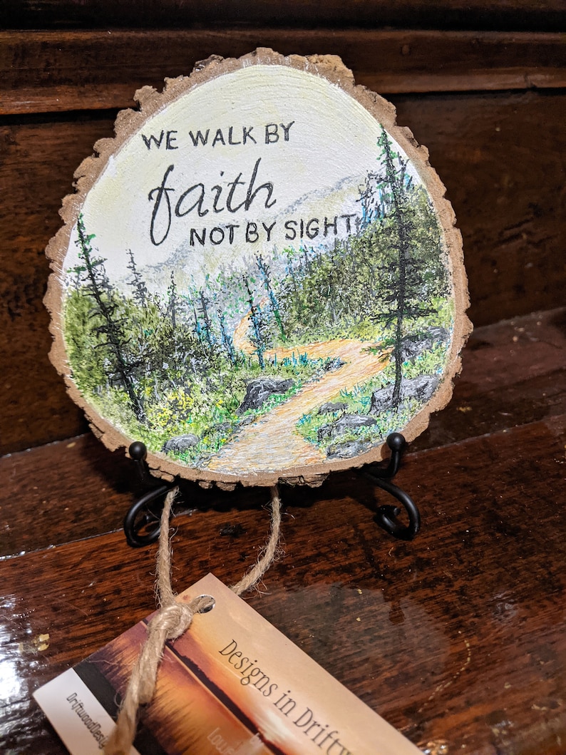 Beautiful Hand Painted Rustic Picture With Bible Scripture "we Walk by ...