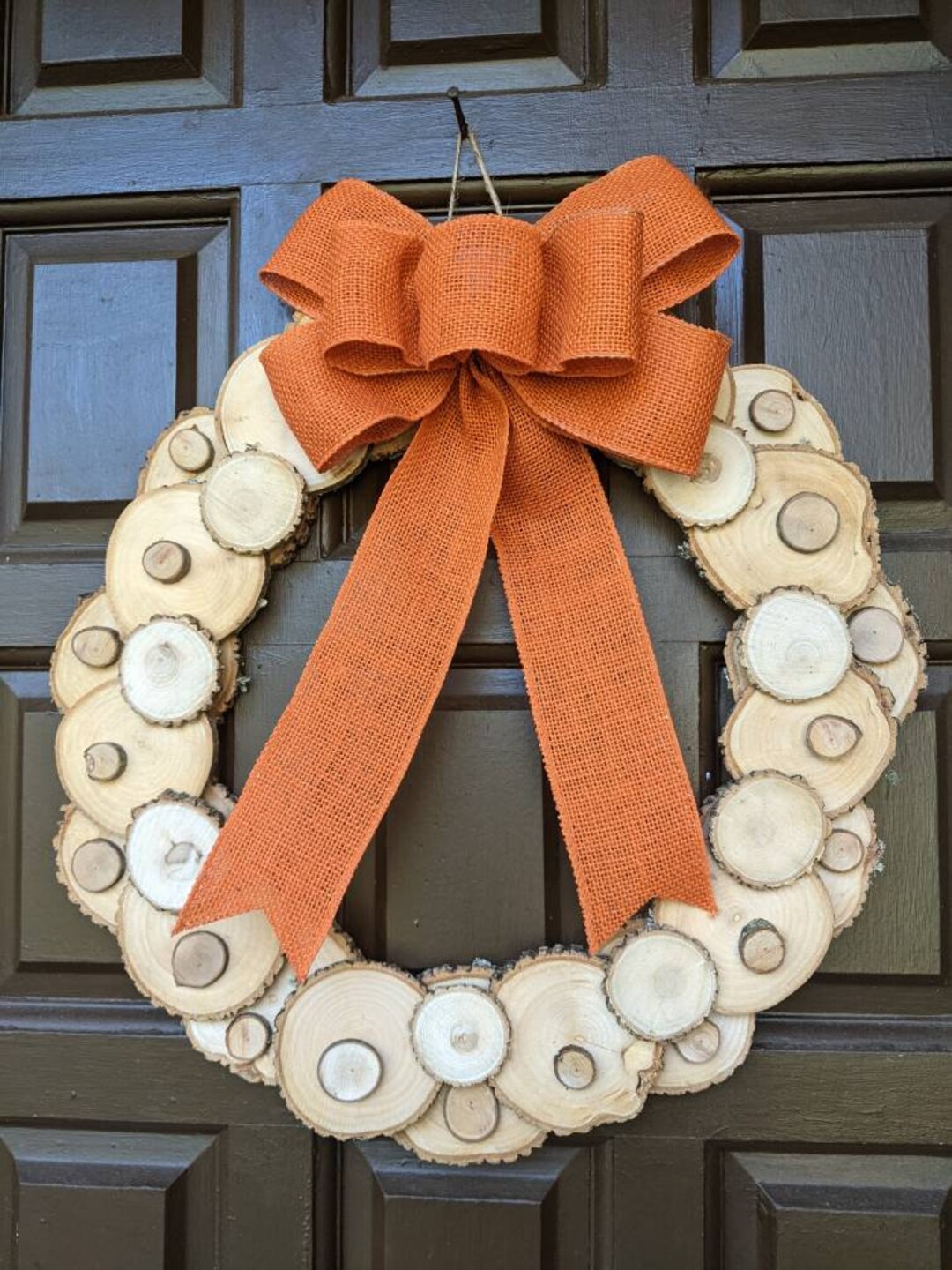 Rustic Wood Slice Wreath - 18 Inch - Farmhouse Wreath - White Ash ...