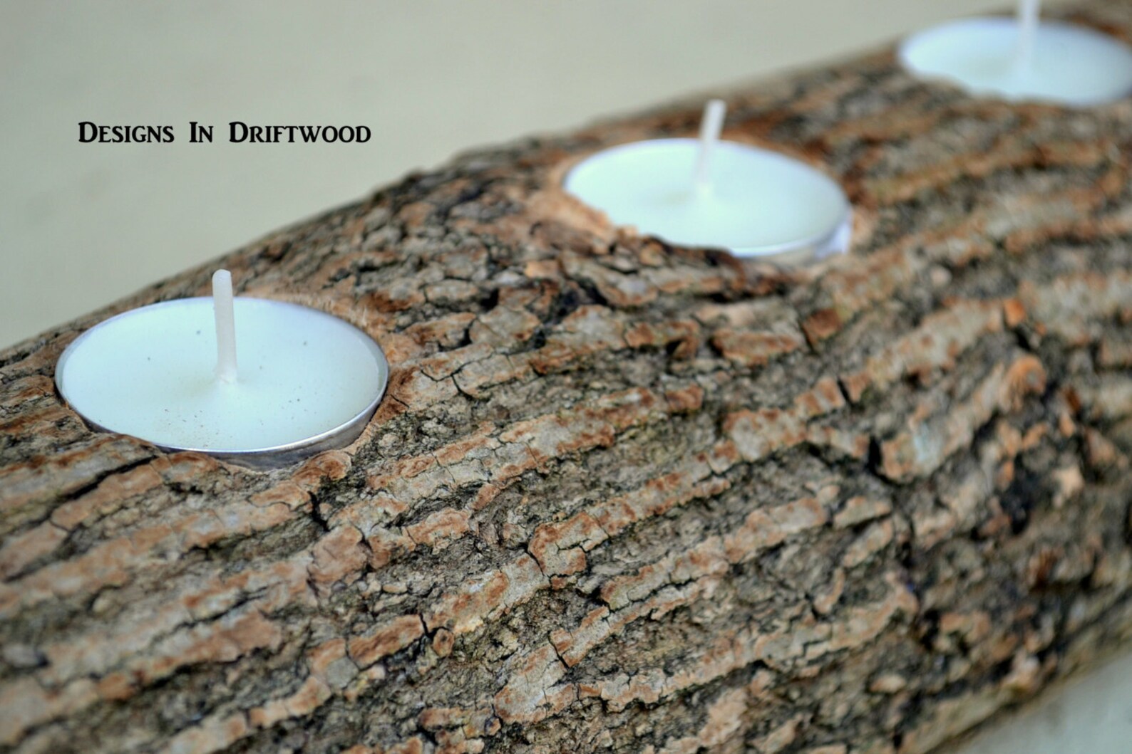 Large Rustic Log Candle Holder Centerpiece - Country Wood Candle Holder ...
