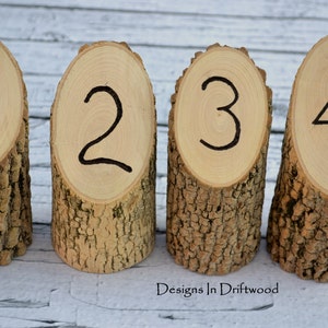Rustic Wood Wedding Table Numbers - Rustic Wood With Bark - Reception ...