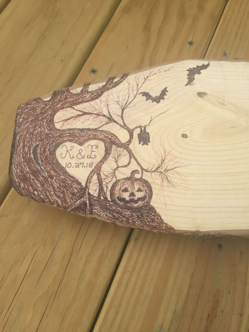 Extra Large Halloween Wedding Guest Book - 24 Inch Rustic Wood Slice ...