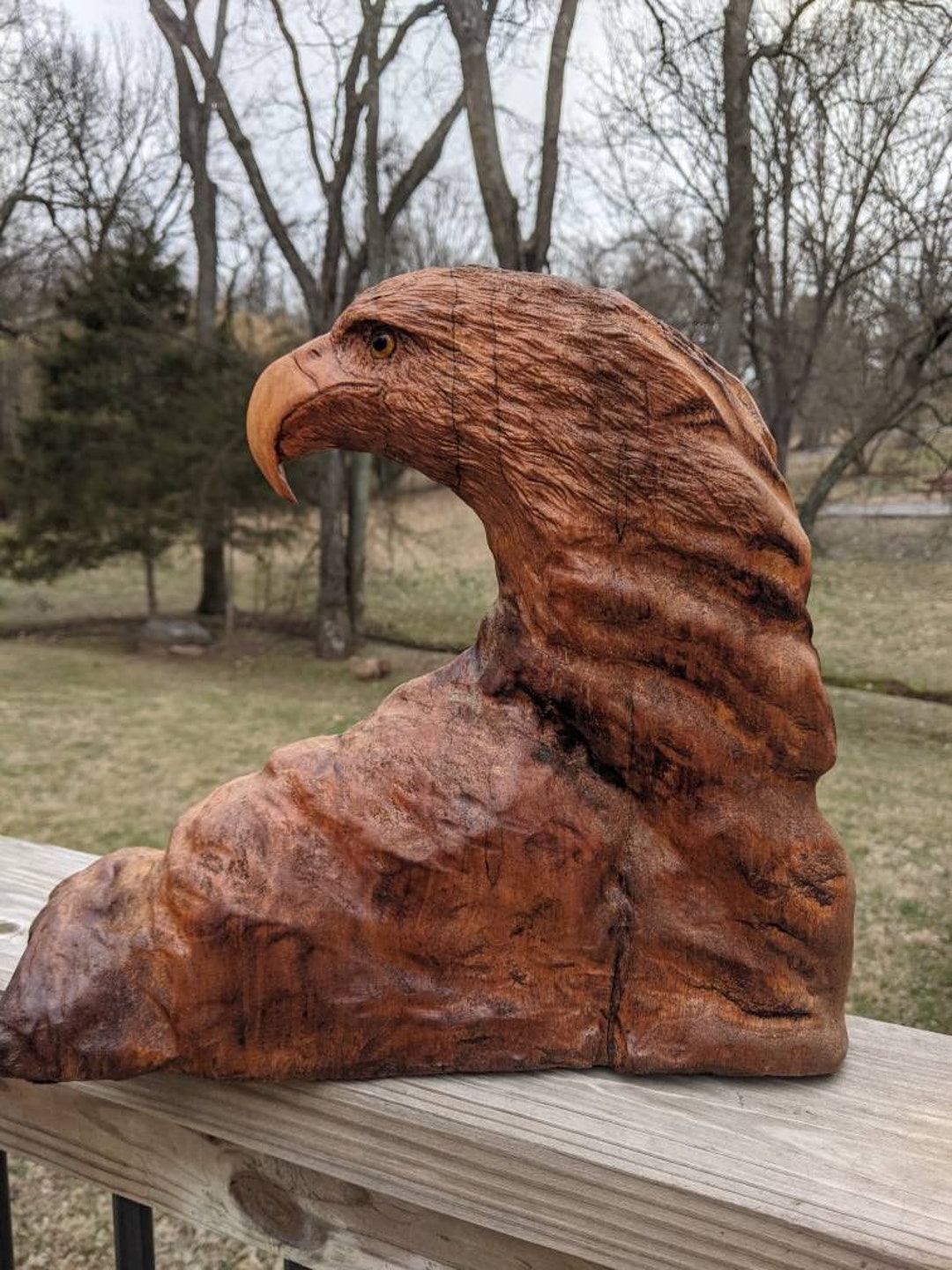 Eagle Sculpture by Wildlife Artist Lowell Mosley - Driftwood Carved Eagle - Rustic - Etsy