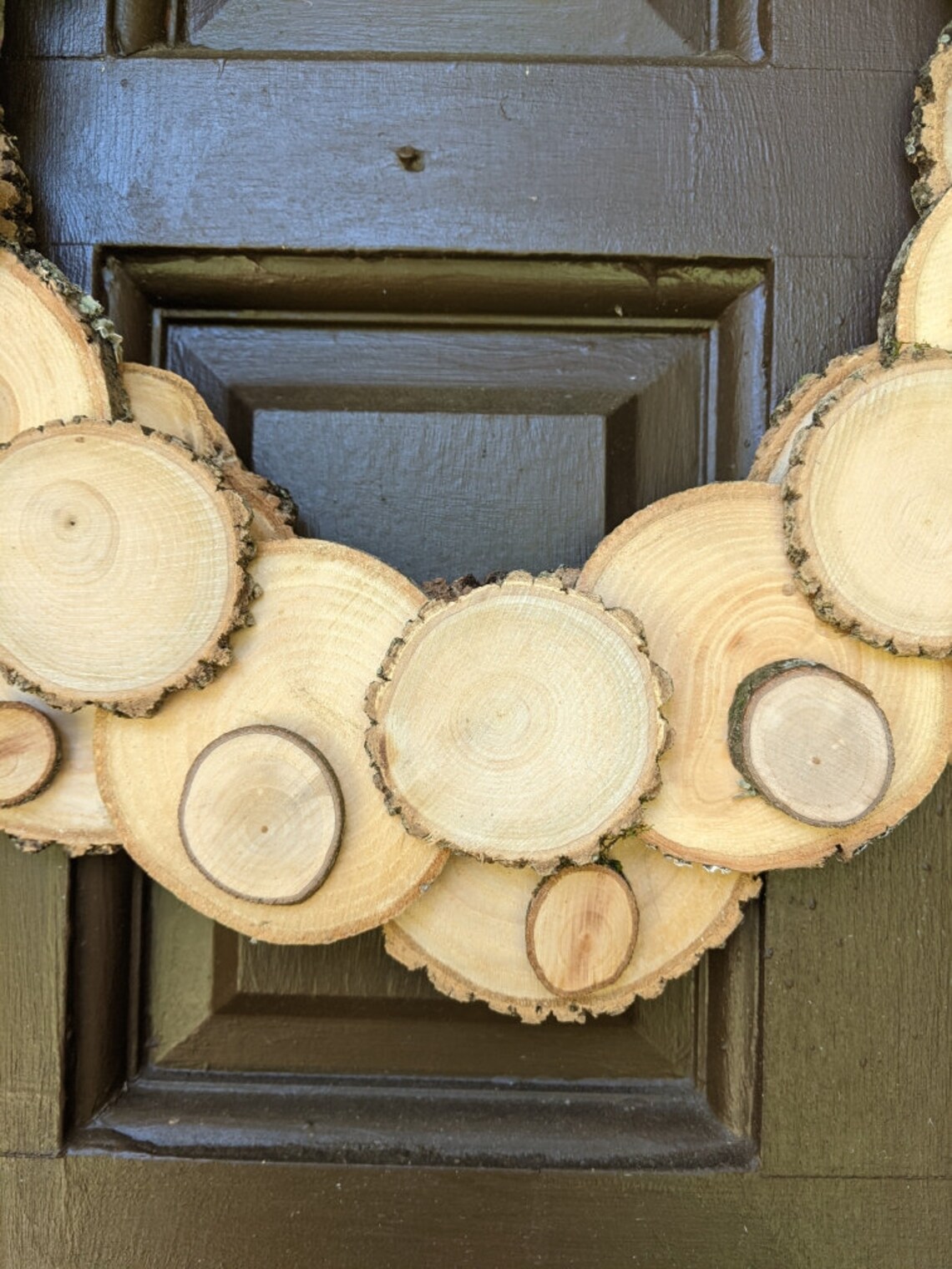 Rustic Wood Slice Wreath - 18 Inch - Farmhouse Wreath - White Ash ...