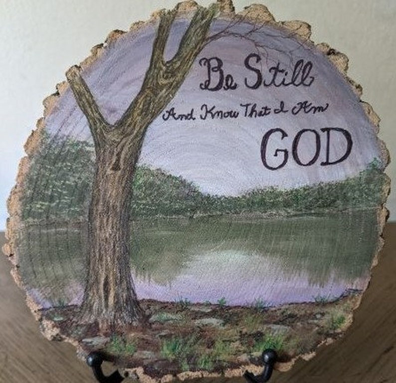 Beautiful Hand Painted Rustic Picture With Bible Scripture "be Still ...