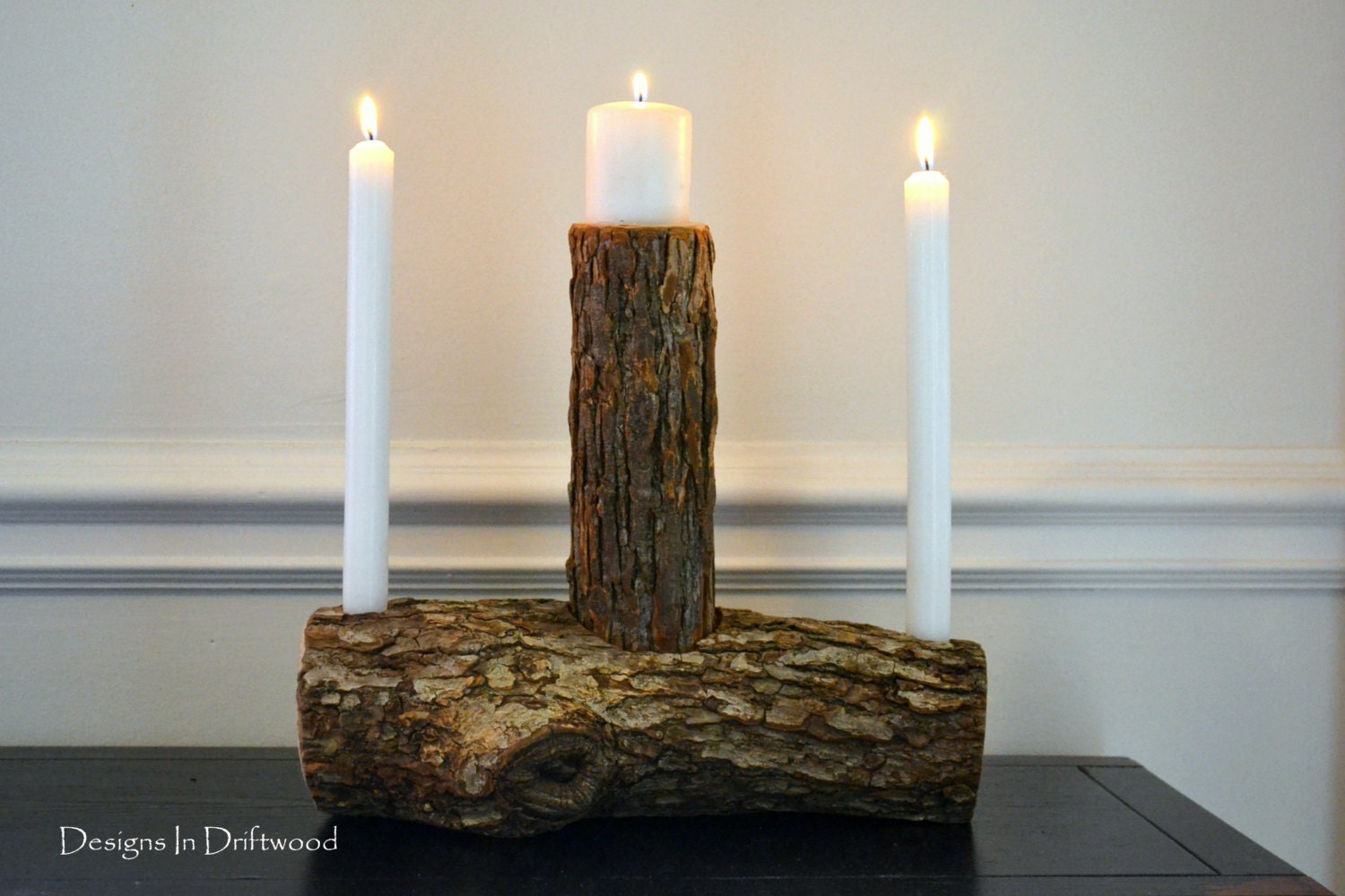 Rustic Wood Wedding Unity Candle Set – Log Candle Centerpiece - Etsy