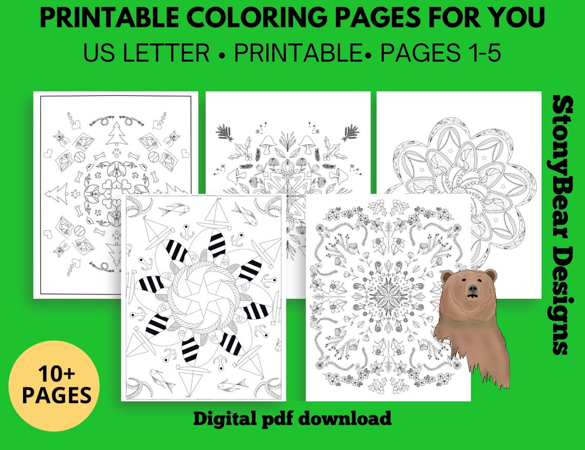 Mandala Coloring Pages for Kids or Adults Who Like Zentangle or ...