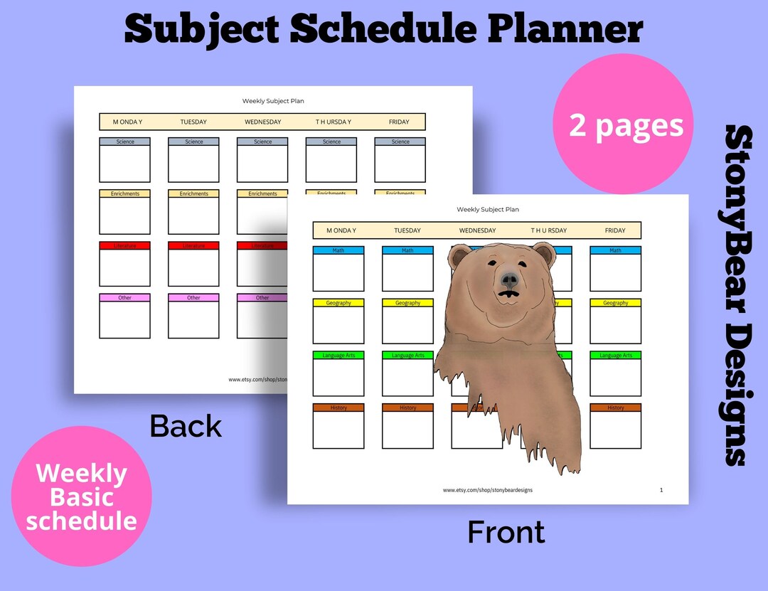 Homeschool Subject Schedule Planner, Homeschool Lesson Planner, School ...